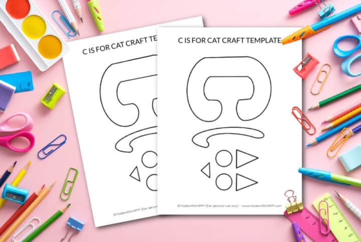 C is For Cat Craft with Printable Letter C - Made with HAPPY