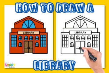 How To Draw a Library - Easy Step By Step Tutorial - Made with HAPPY