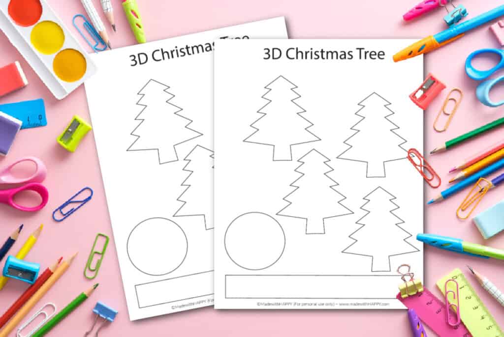 3D Paper Christmas Tree Craft [Free Template] - Made with Happy