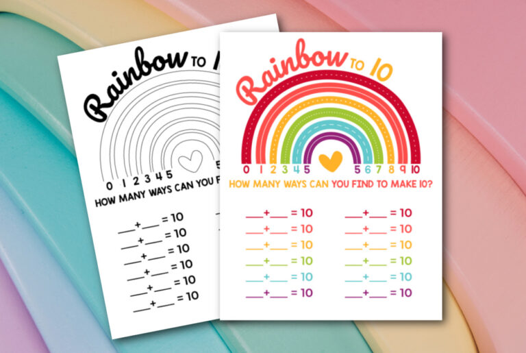 Rainbow Making 10 Worksheet - Made with HAPPY