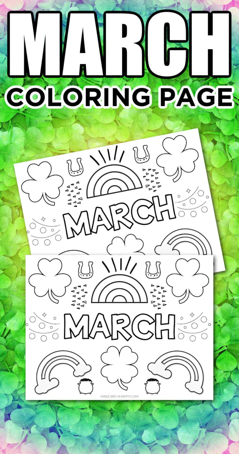 March Coloring Page [FREE Printable] - St. Patty's, Spring & More