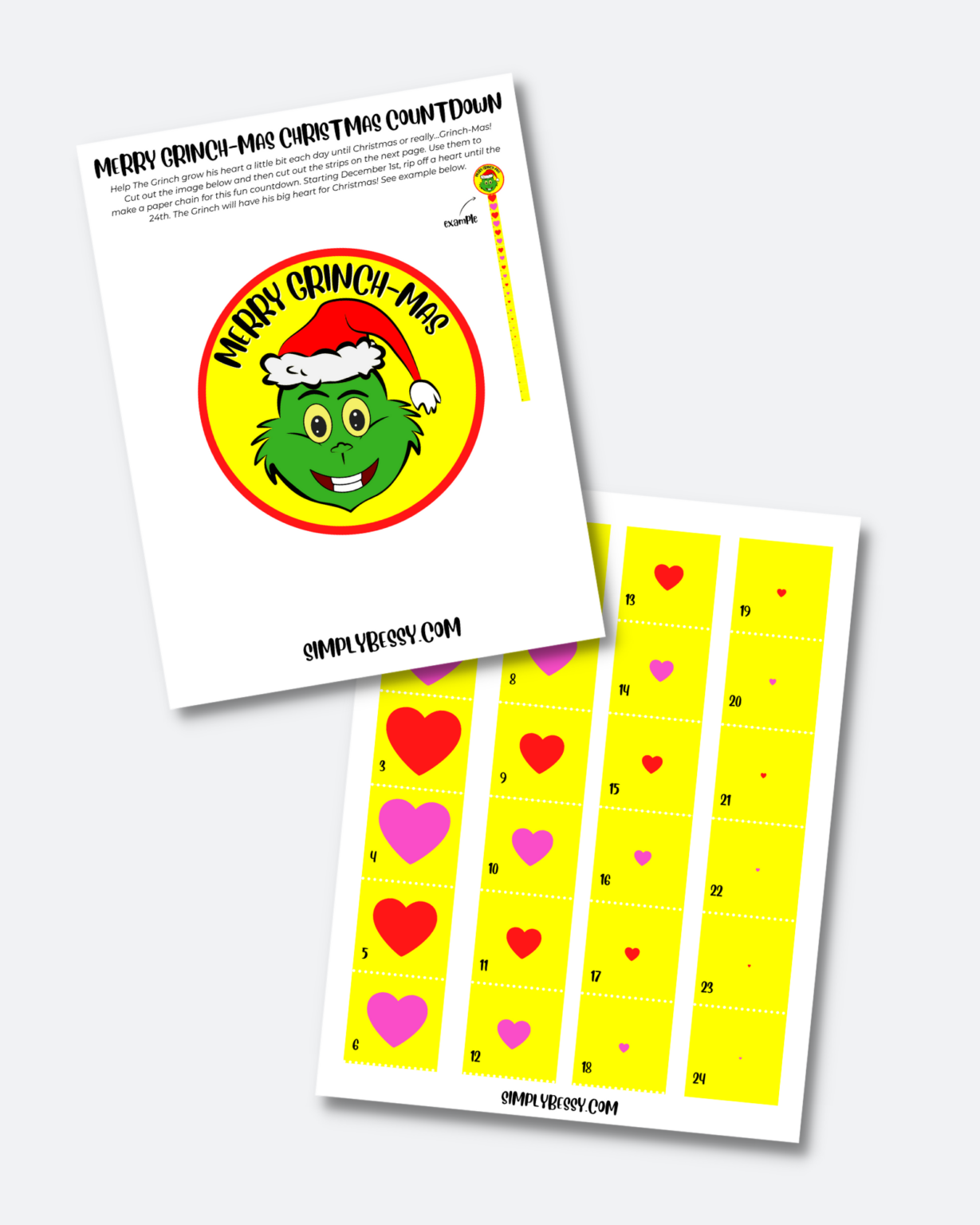 The Grinch Christmas Countdown Paper Chain - Free Printable Template