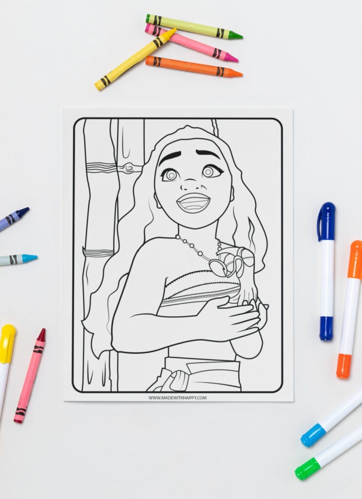 Moana Coloring Page FREE Printable - Made with HAPPY
