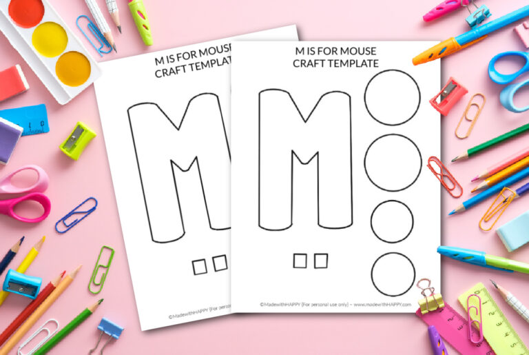 M is for Mouse Craft with Printable Letter M - Made with HAPPY