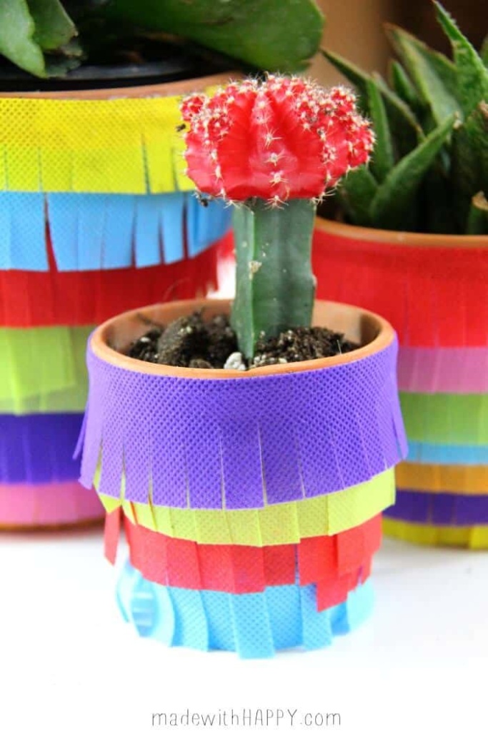 DIY Piñata Planters - Fiesta Flower Pots - Made with HAPPY