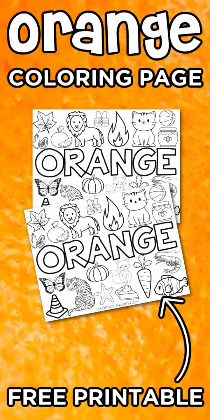 FREE Printable Orange Coloring Page - Made with HAPPY