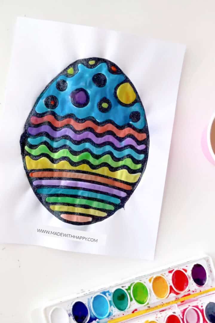 Black Glitter Glue Easter Eggs Art Craft For Kids - Made with HAPPY
