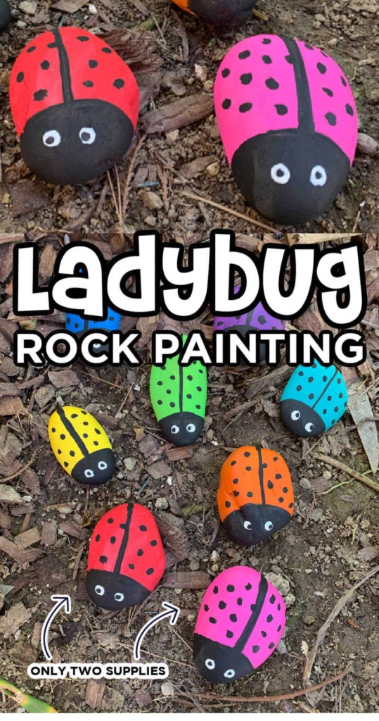 Easy Ladybug Painted Rocks - Made with HAPPY