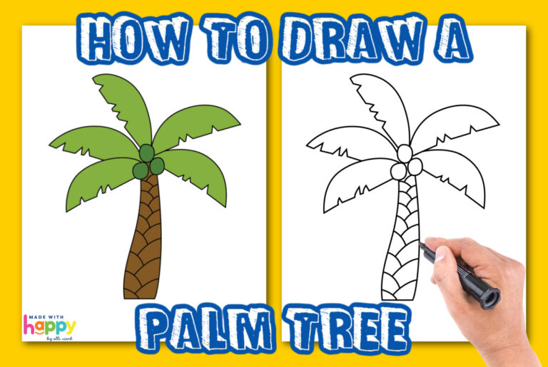 How To Draw a Palm Tree Easy Step-By-Step Tutorial - Made with HAPPY