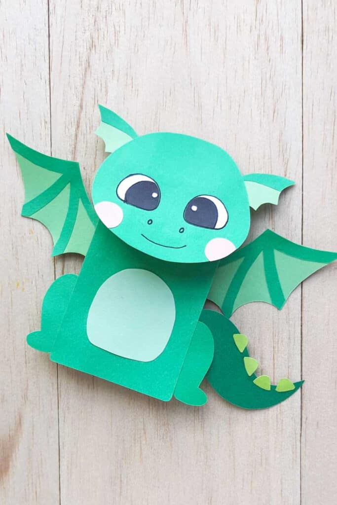 Dragon Paper Bag Puppet [Free Printable Template] - Made with HAPPY