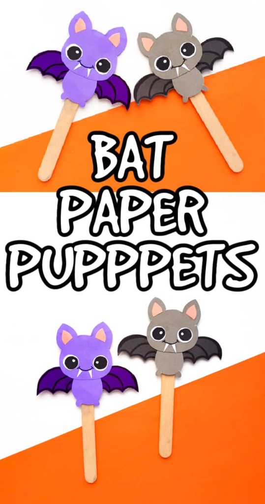 Bat Craft - Paper Puppet - Halloween Craft - Made with Happy