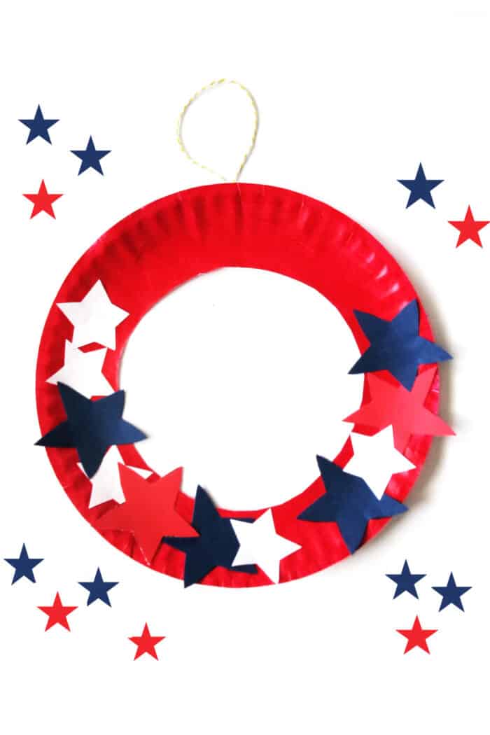 Patriotic Paper Plate Star Wreath - Made with HAPPY