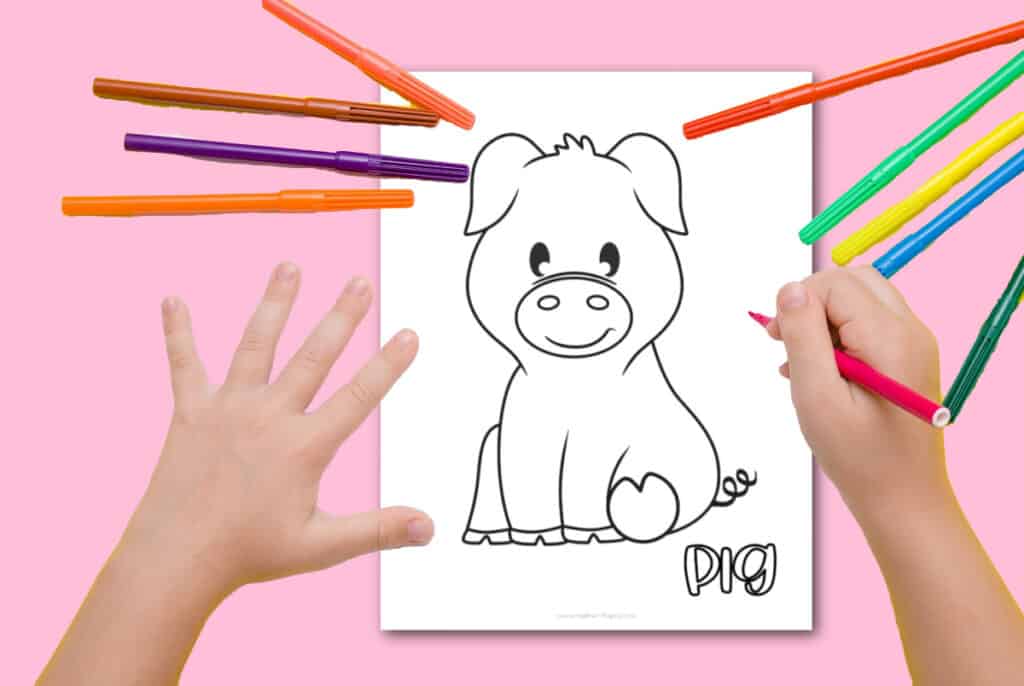 Printable Pig Coloring Page - Made with HAPPY