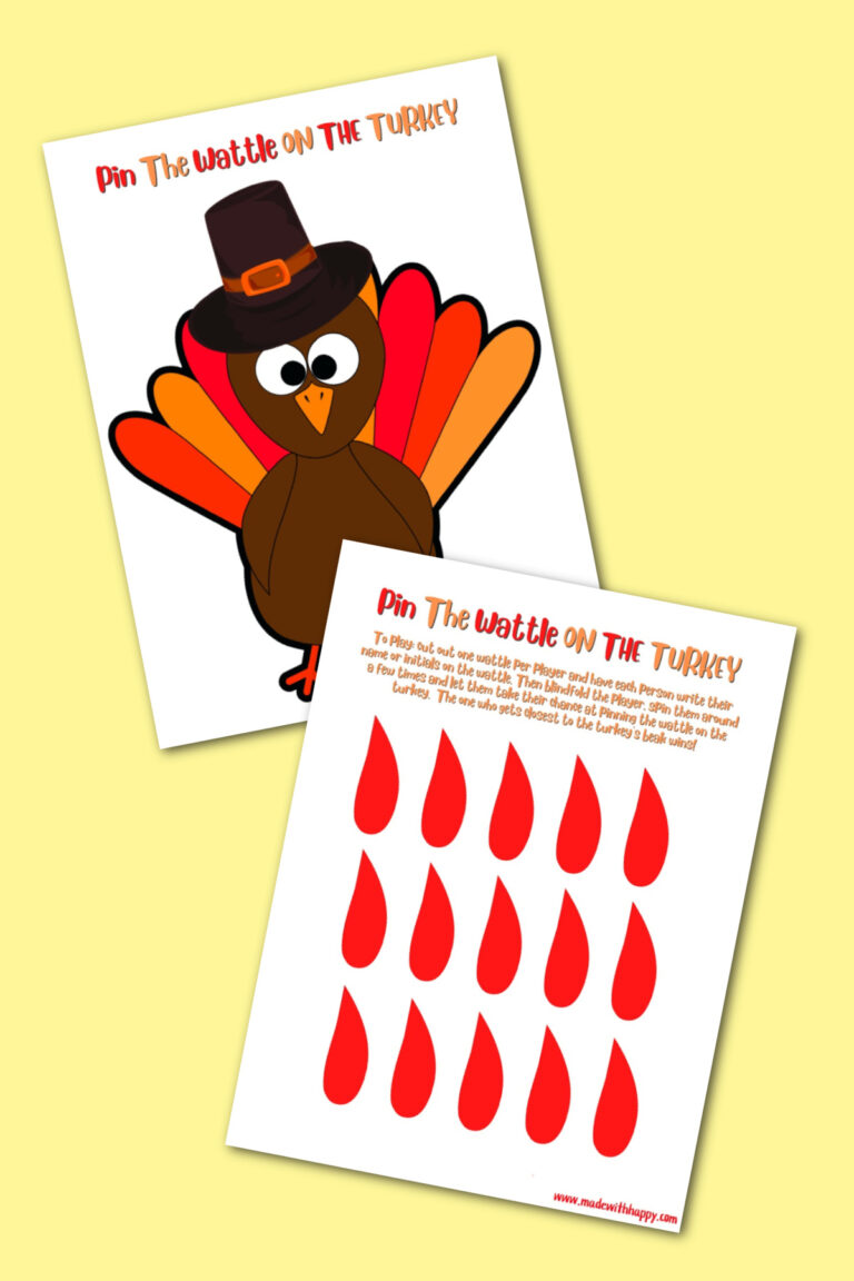 FREE Pin The Wattle On The Turkey Printable Thanksgiving Game