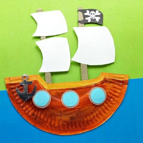 Easy Paper Plate Pirate Ship Craft For Kids - Made with HAPPY