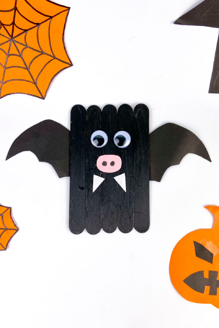 Easy Popsicle Stick Pumpkin Craft For Halloween - Made with HAPPY
