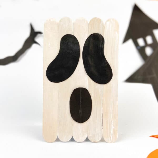 Easy Halloween Popsicle Stick Ghost Craft - Made with HAPPY