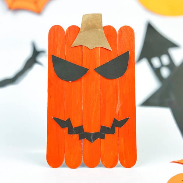 Easy Popsicle Stick Pumpkin Craft For Halloween - Made with HAPPY
