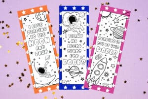 Space Printable Bookmark To Color - Made with Happy