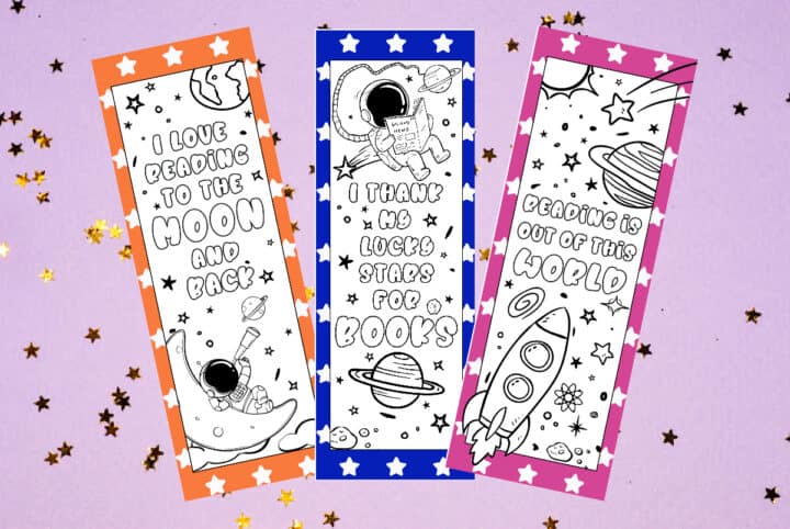 Space Printable Bookmark To Color - Made with Happy