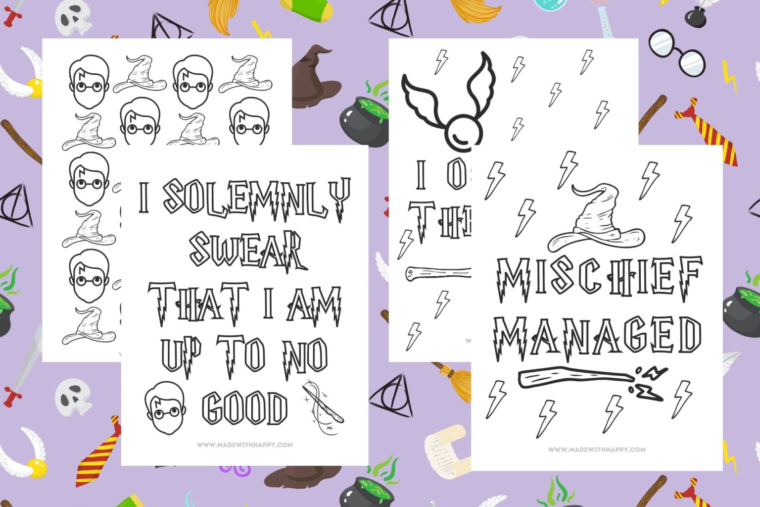 Harry Potter Inspired Coloring Pages - 4 Free Printables