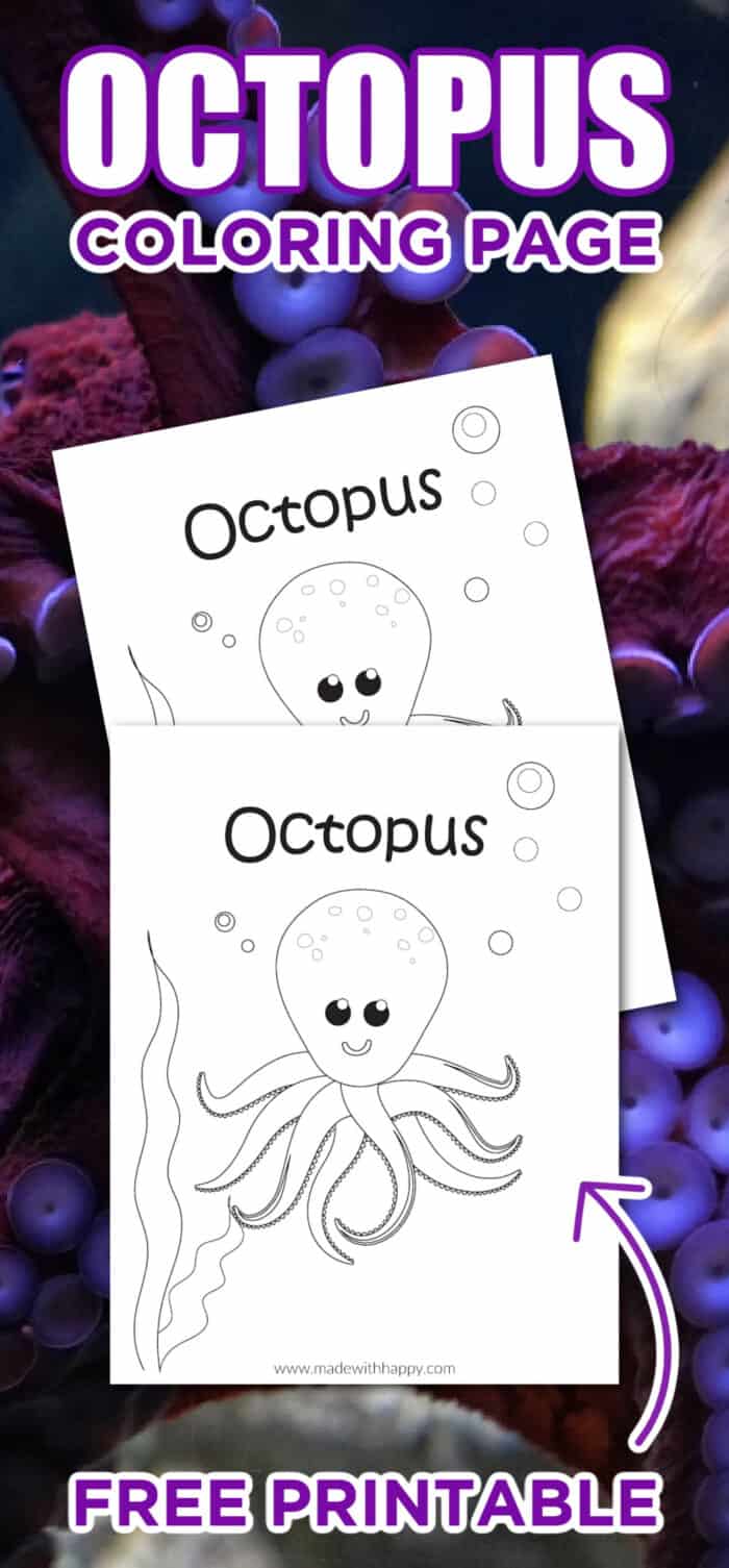 Octopus Coloring Page Free Printable - Made with HAPPY