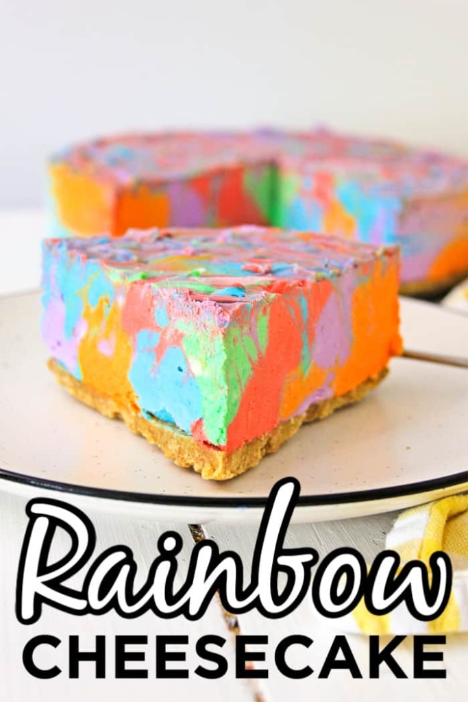 No-bake Rainbow Cheesecake Recipe - Tie Dye Cheesecake