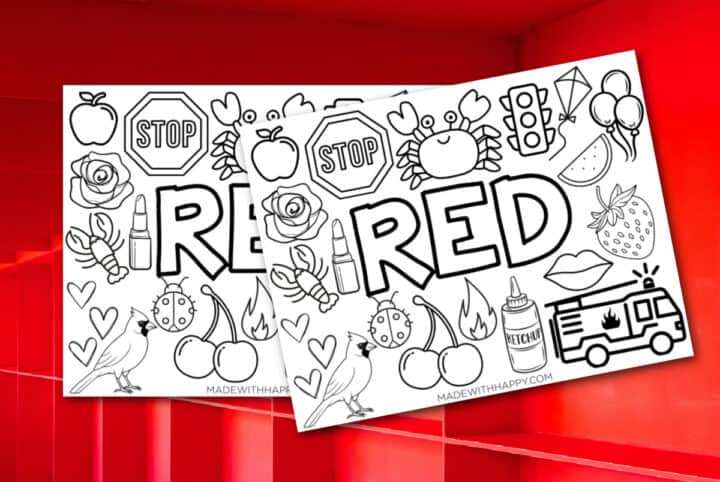 FREE Printable Red Coloring Page - Made with HAPPY