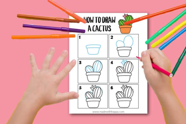How To Draw a Cactus Step-By-Step Tutorial - Made with HAPPY