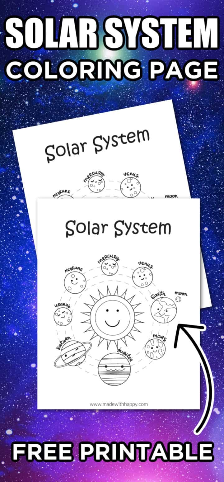Solar System Coloring Page - Made with HAPPY