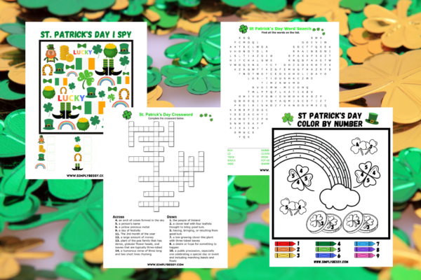 St Patrick's Day Activity Pages - 4 FREE Printable Worksheets