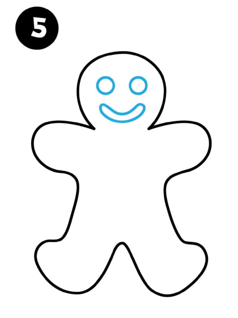 How To Draw a Gingerbread Man Easy Step-By-Step Tutorial