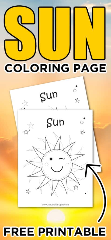 Sun Coloring Page Free Printable - Made with HAPPY