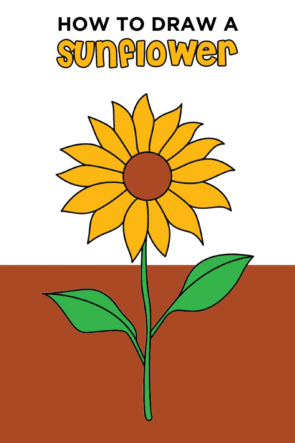 How To Draw a Sunflower Easy Step-By-Step Tutorial - Made with HAPPY