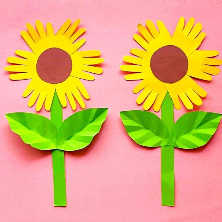 Easy Paper Handprint Sunflower Craft - Made with HAPPY