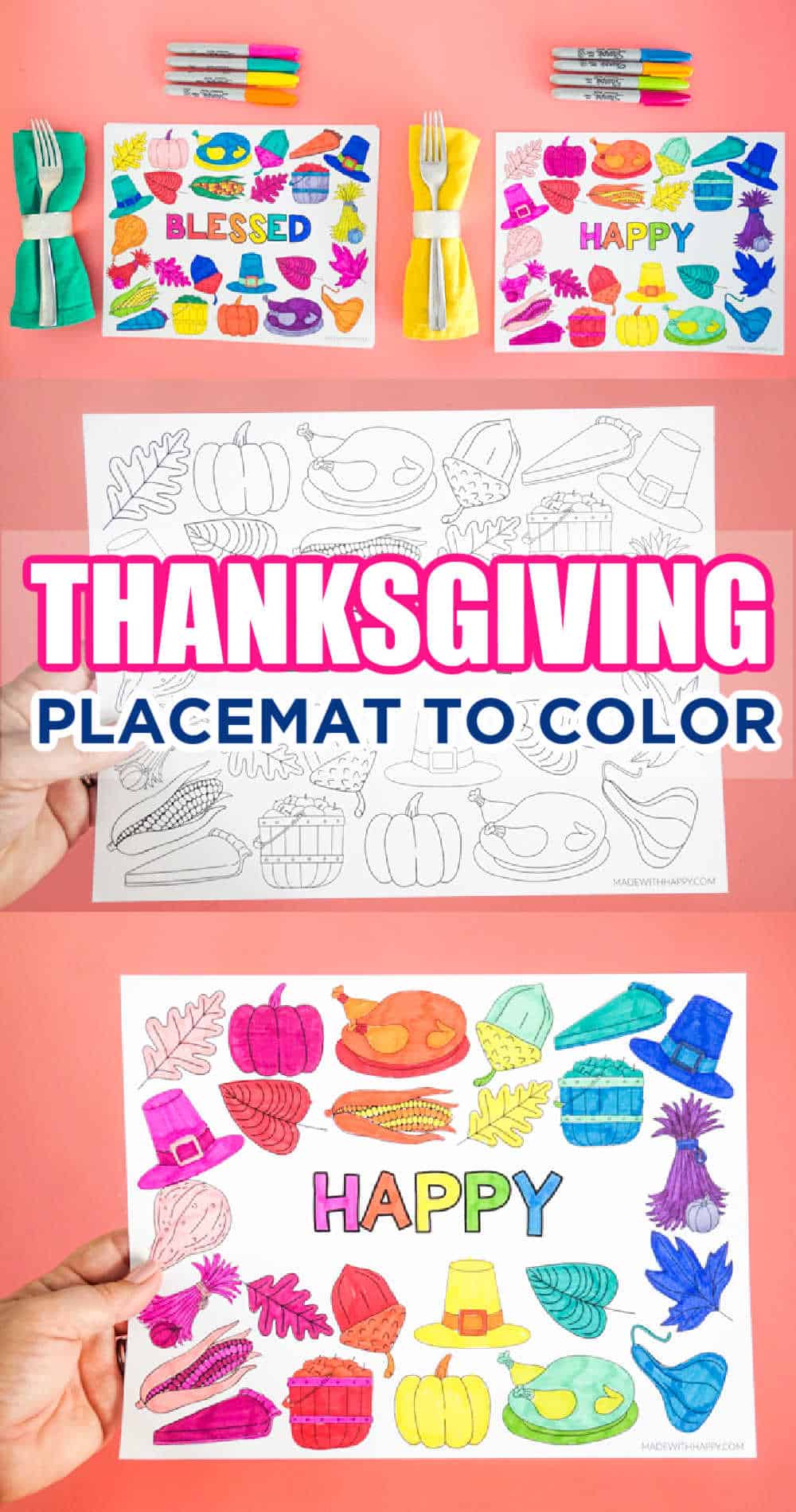FREE Printable Thanksgiving Placemat Craft For Kids