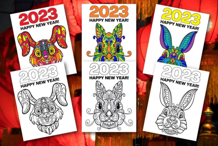 Year of the Rabbit 2023 Coloring Pages - Made with HAPPY
