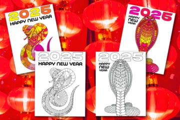 2025 Year of the Snake Coloring Pages - Made with HAPPY