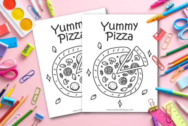 Free Printable Pizza Coloring Page - Made with HAPPY